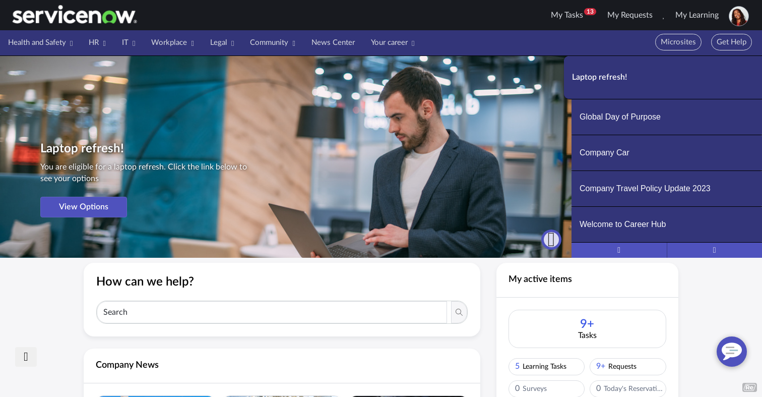 Employee Center Demo Homepage - Employee Center Demo