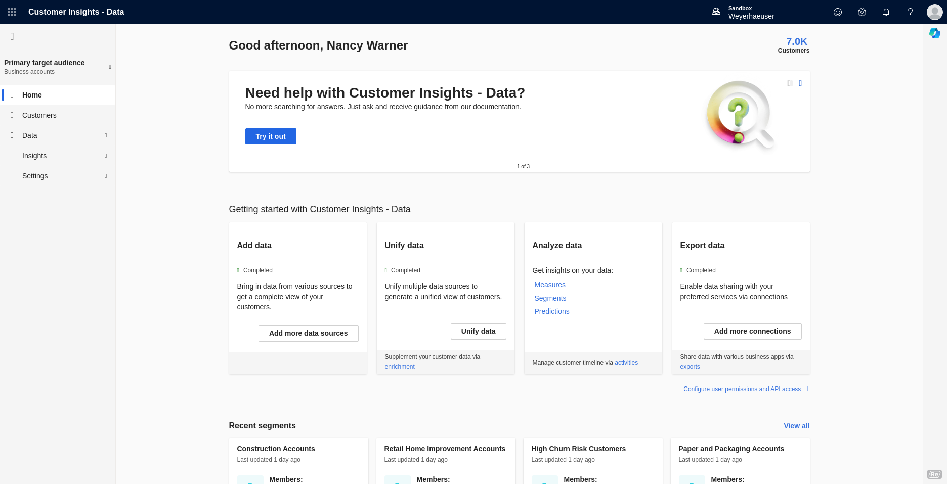 Dynamics 365 Customer Insights - Data