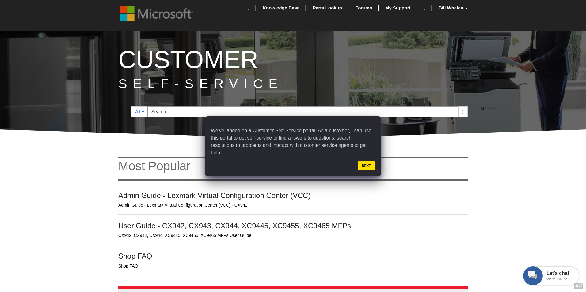 Home · Customer Self-Service