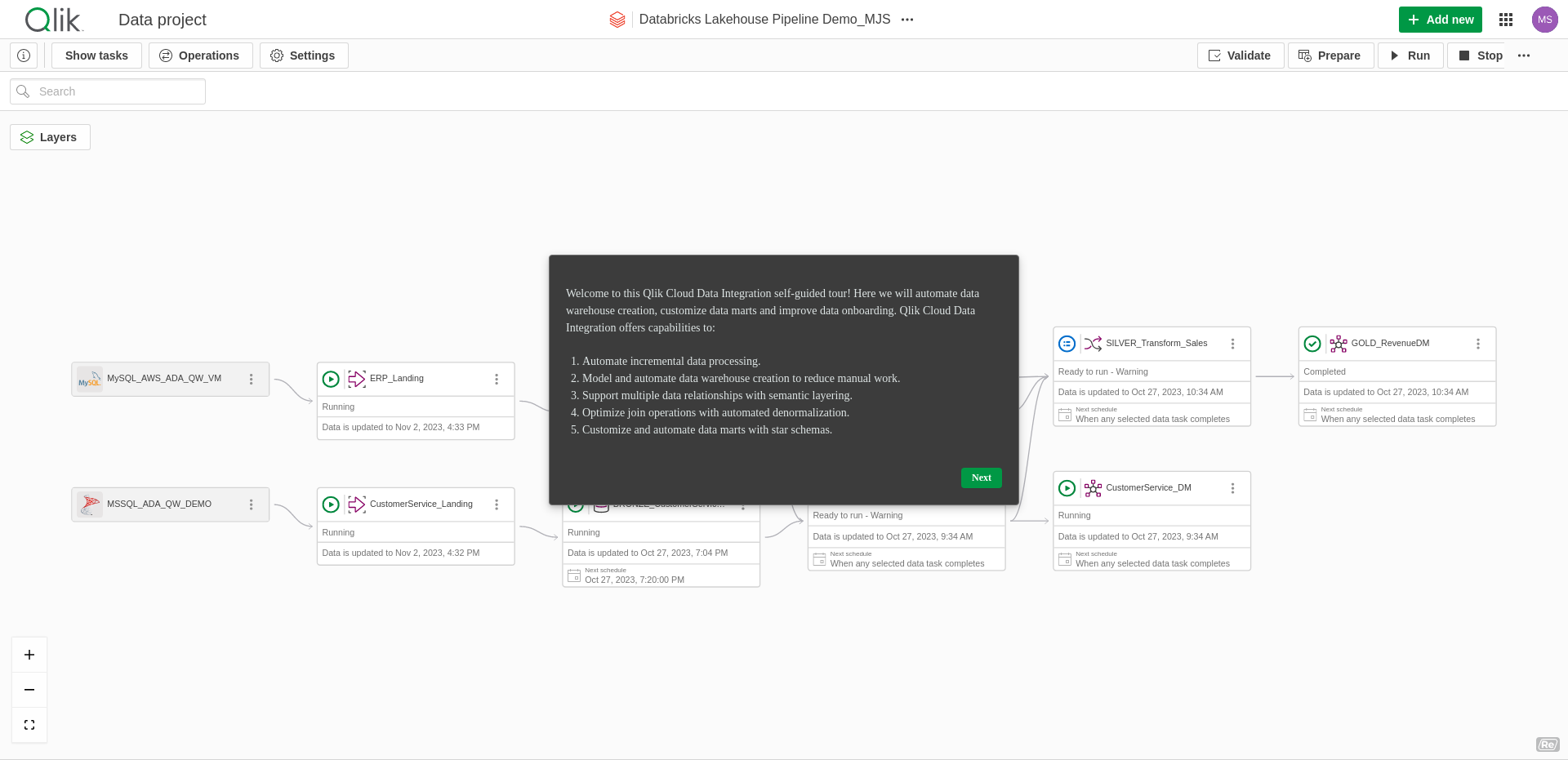 Qlik Cloud | Data project | Databricks Lakehouse Pipeline Demo_MJS