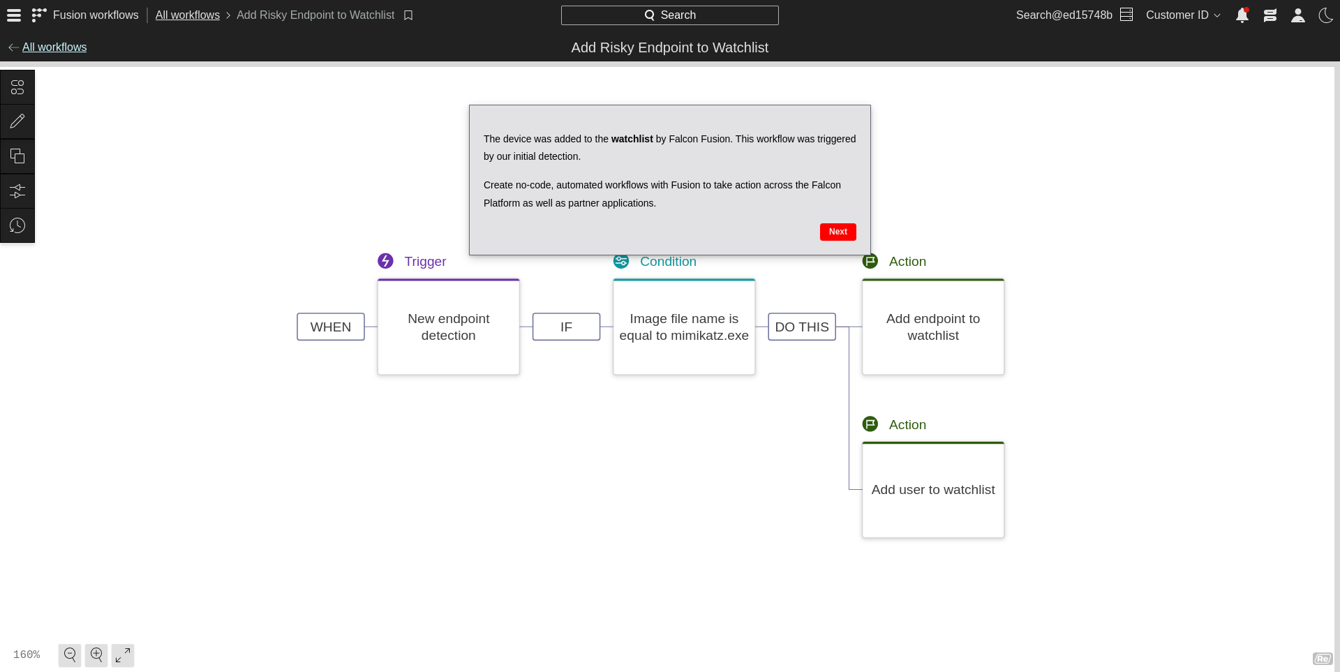Add Risky Endpoint to Watchlist | All workflows | Fusion workflows | Falcon