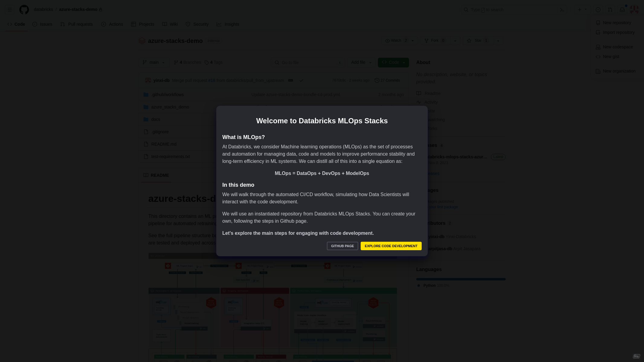 databricks/azure-stacks-demo