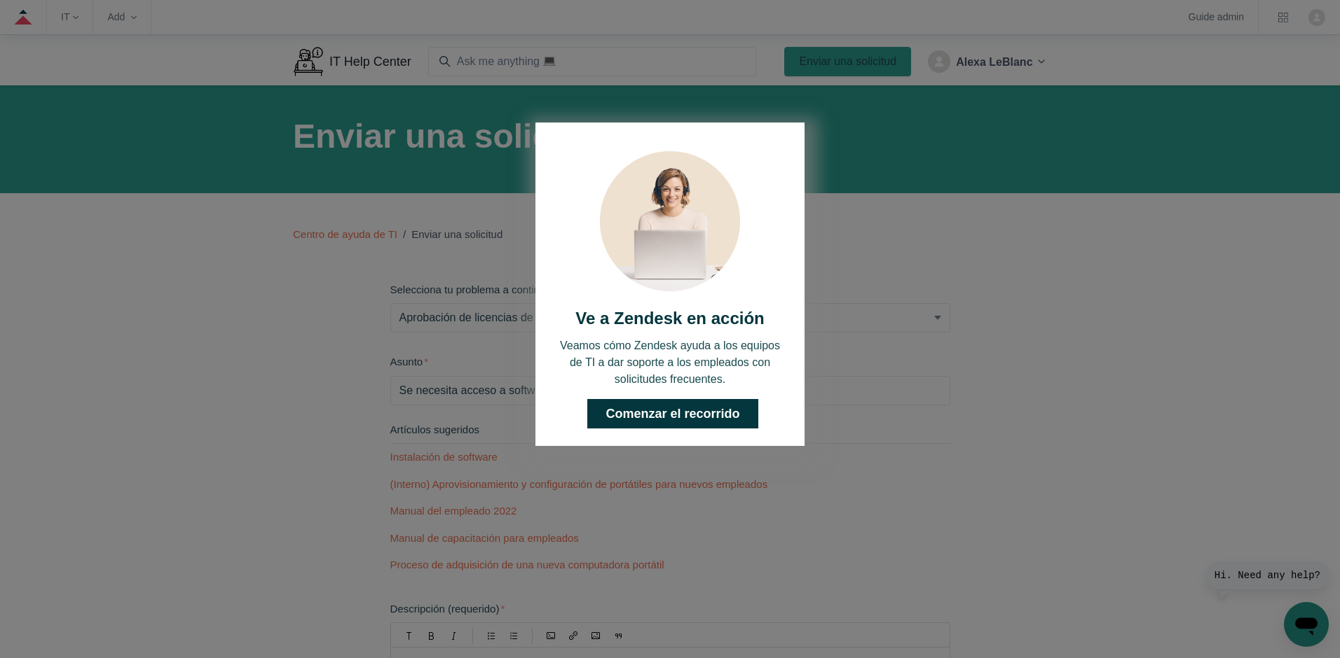 Submit a request – Internal IT Demo Account